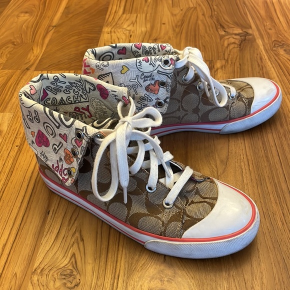 Coach | Shoes | Coach Poppy Bonney Hightop Sneakers | Poshmark